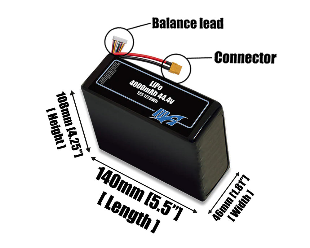 LiPo 4000mAh 12S 44.4v Battery Pack – MaxAmps Lithium Batteries