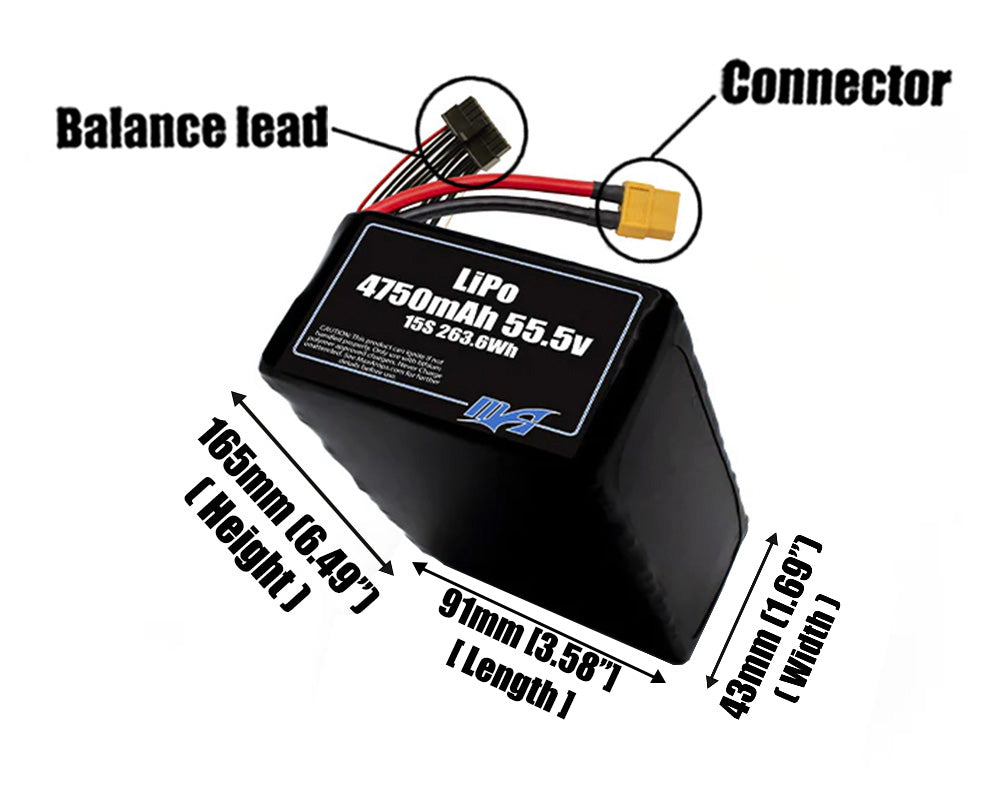 LiPo 4750mAh 15S 55.5v Battery Pack – MaxAmps Lithium Batteries