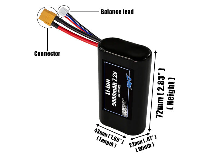 Li-ion 5000mAh 2S 7.2v Battery Pack – MaxAmps Lithium Batteries
