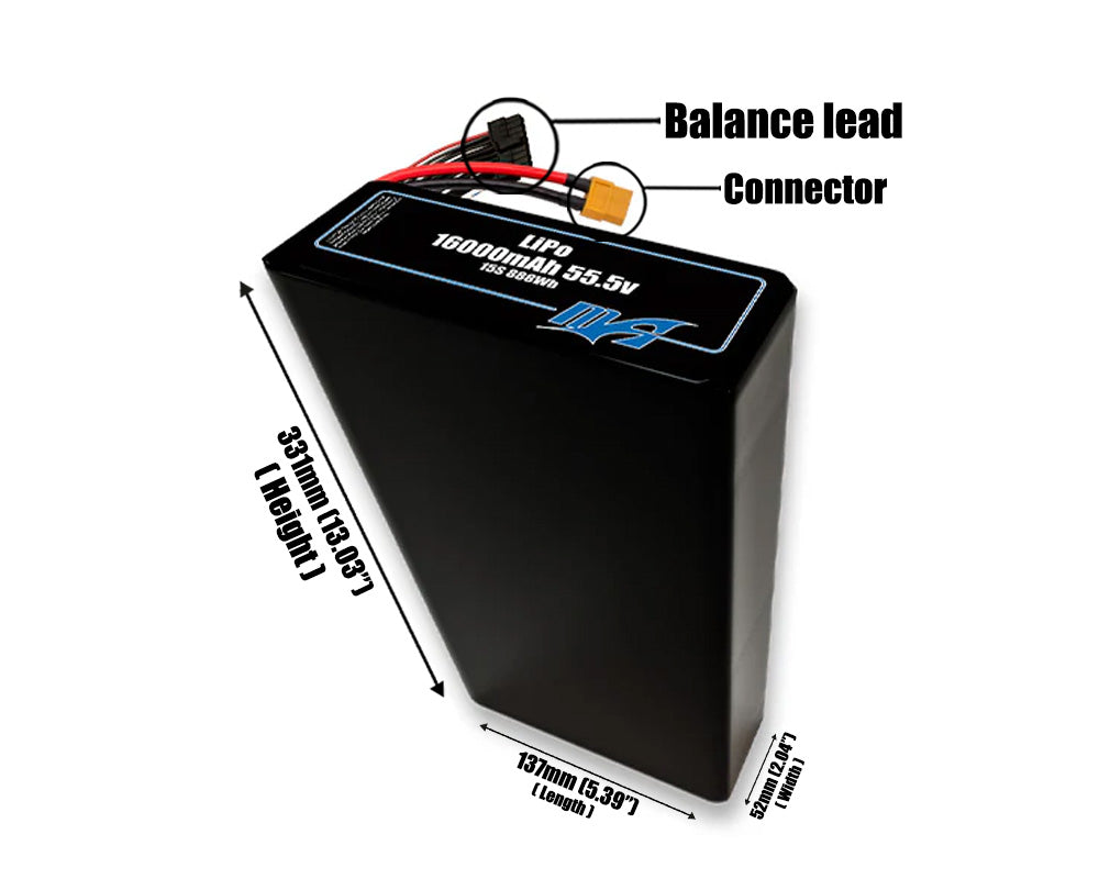 LiPo 16000mAh 15S2P 55.5v Battery Pack – MaxAmps Lithium Batteries