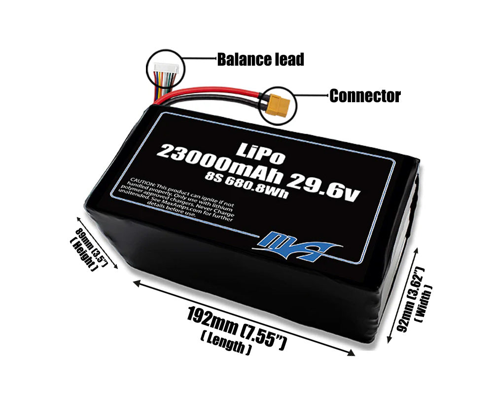 LiPo 23000mAh 8S 29.6v Battery Pack – MaxAmps Lithium Batteries